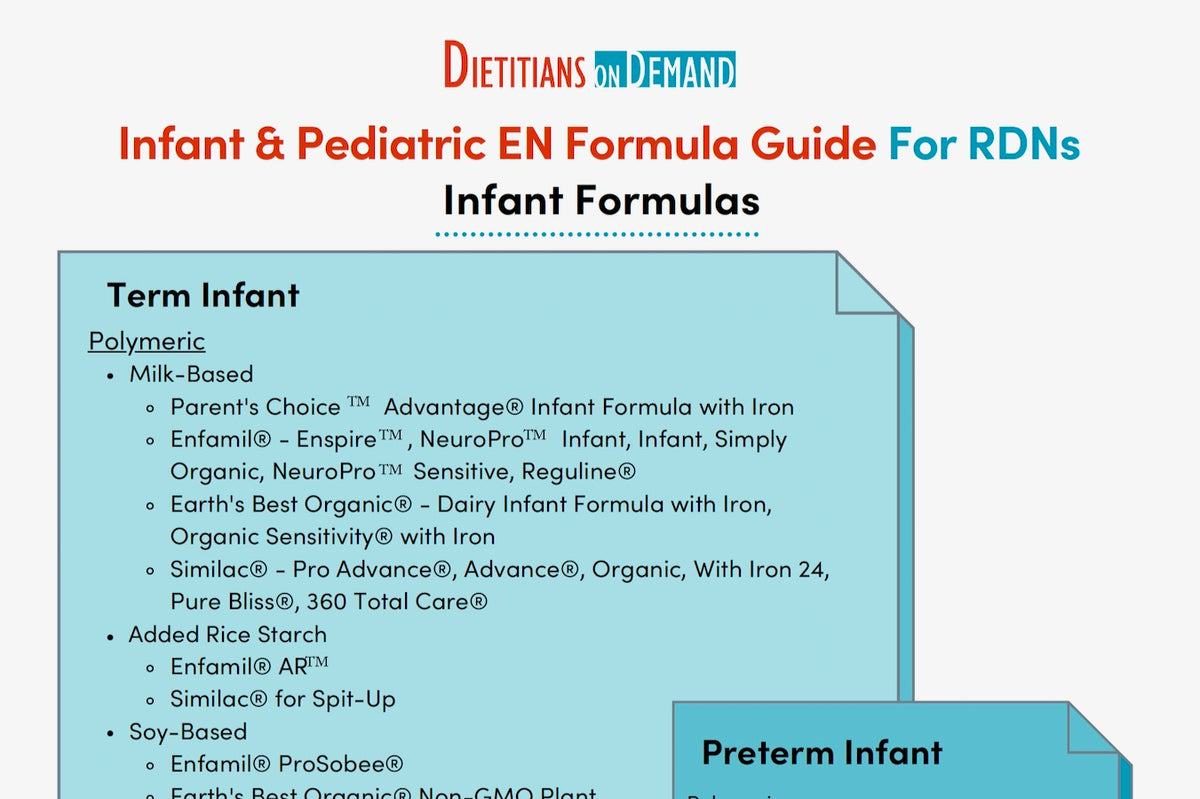 Infant and Pediatric Formula Guide for RDNs | Infographic – Dietitians ...